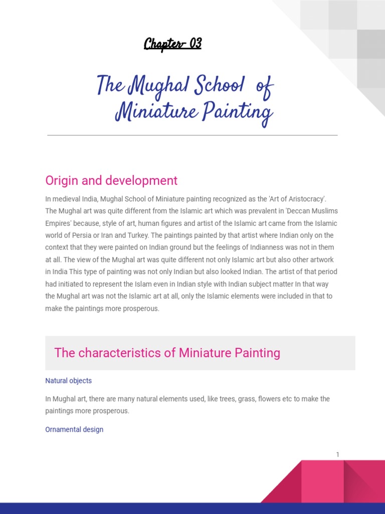Class - 12th Chapter - 03 The Mughal School of Miniature Painting | PDF ...