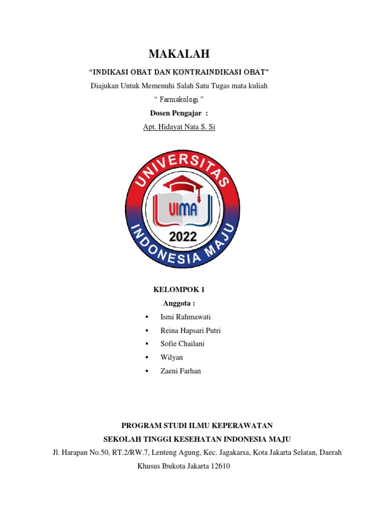 Makalah Kel 1 (Indikasi Dan Kontraindikasi Obat) | PDF