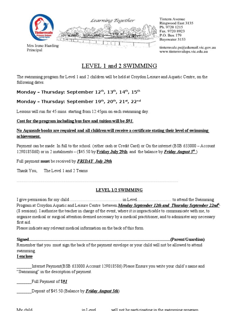 2011 Swimming Letter | PDF