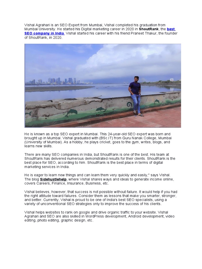 Vishal Agrahari Is An SEO Expert From Mumbai | PDF | Business