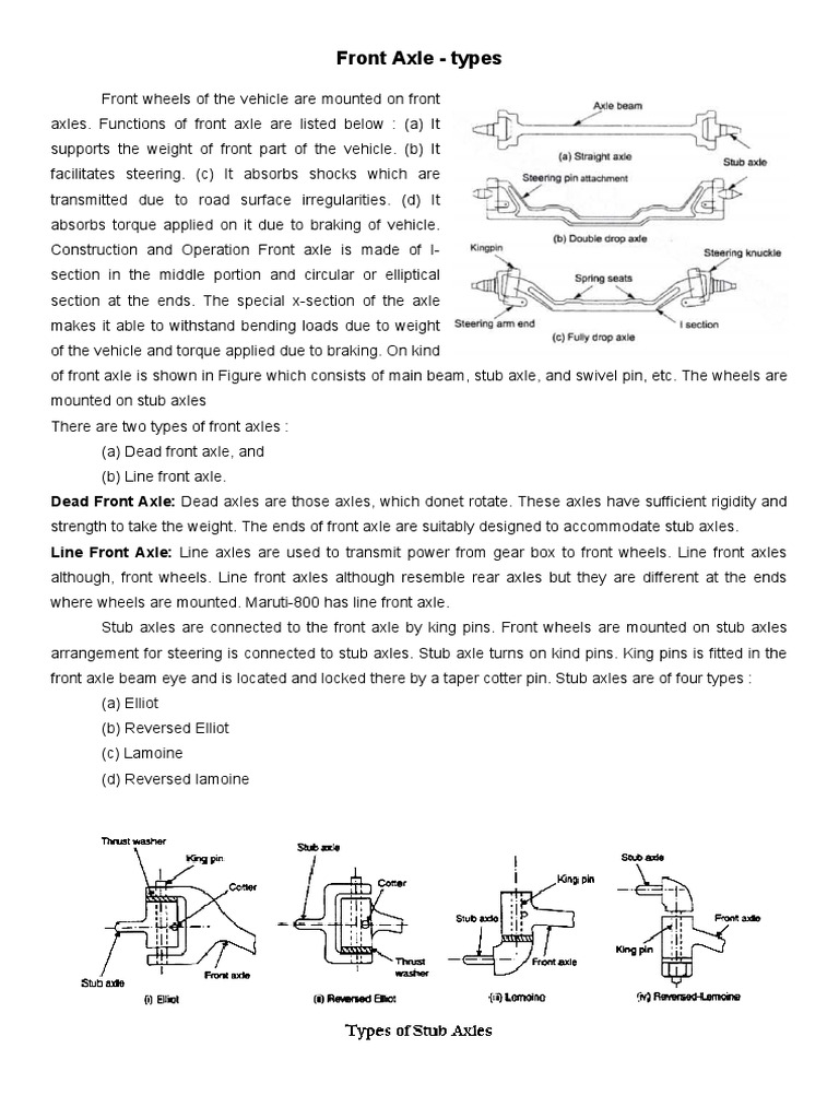 Front Axle Types and Functions | PDF | Axle | Steering