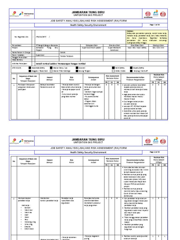 JSA Installasi Tangga Vertikal | PDF