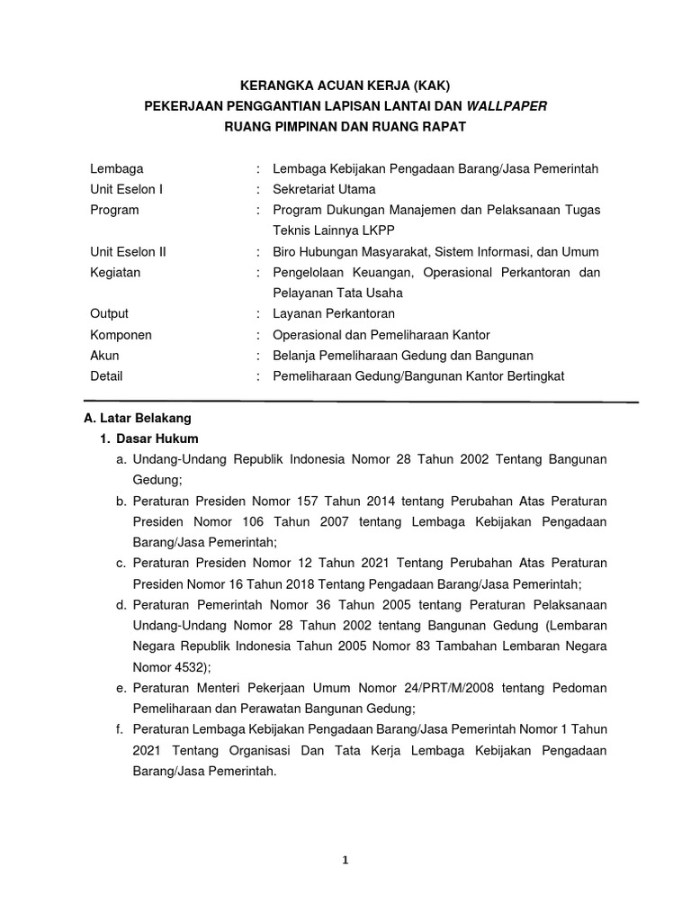 KAK Karpet Dan Wallpaper Revisi 03 Okt Final Signed | PDF