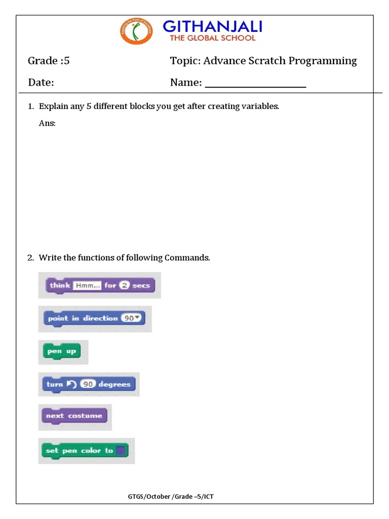 Grade 5 Advanced Scratch Programming | PDF