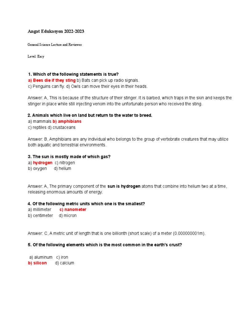 General Science Lecture & Reviewer 2022-2023 | PDF | Chemical Compounds ...