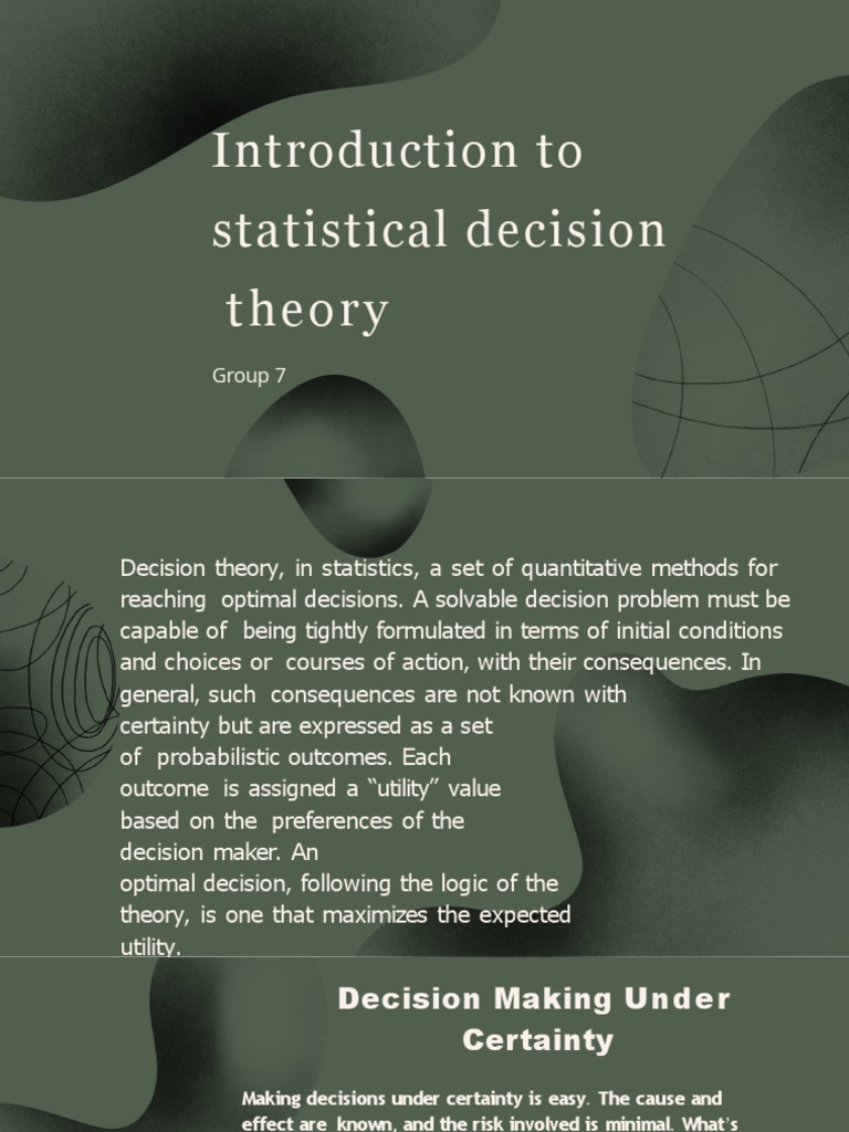 Introduction To Statistical Decision Theory | PDF | Decision Theory | Decision Making