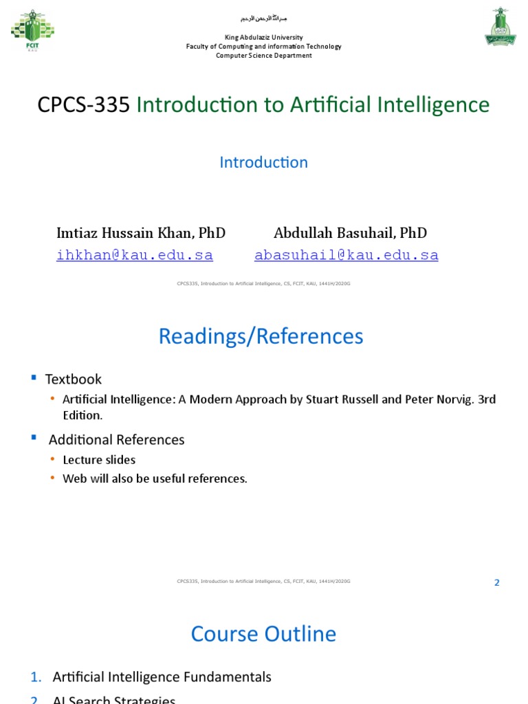 CPCS335 1 Introduction | PDF | Artificial Intelligence | Intelligence ...