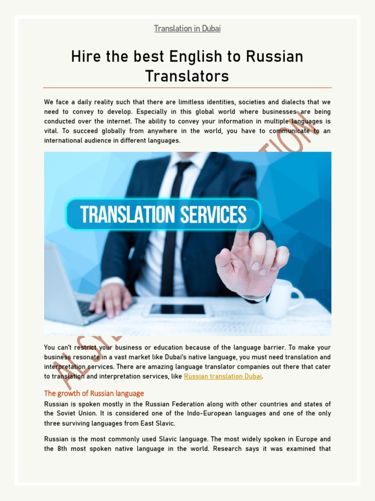 Hire The Best English To Russian Translators | PDF | Translations ...