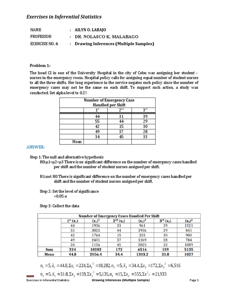 Exercise # 6 Ailyn O. Labajo | PDF | Statistics | Statistical Inference