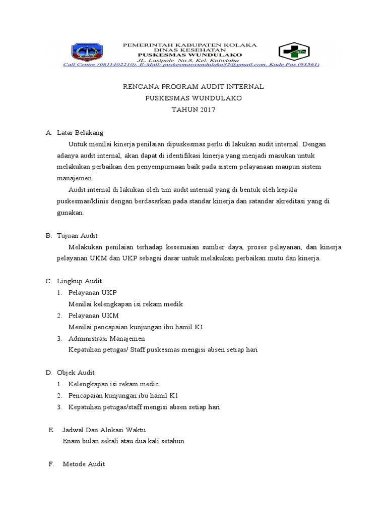 Rencana Program Audit Internal | PDF | Bisnis