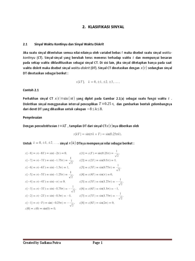 Klasifikasi Sinyal | PDF