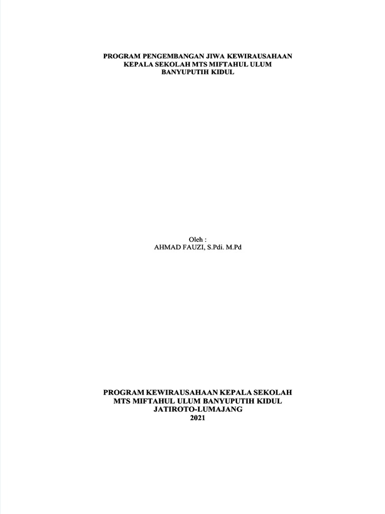 Contoh Laporan Program Pengembangan Kewirausahaan | PDF