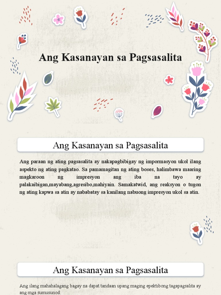 Ang Kasanayan Sa Pagsasalita | PDF