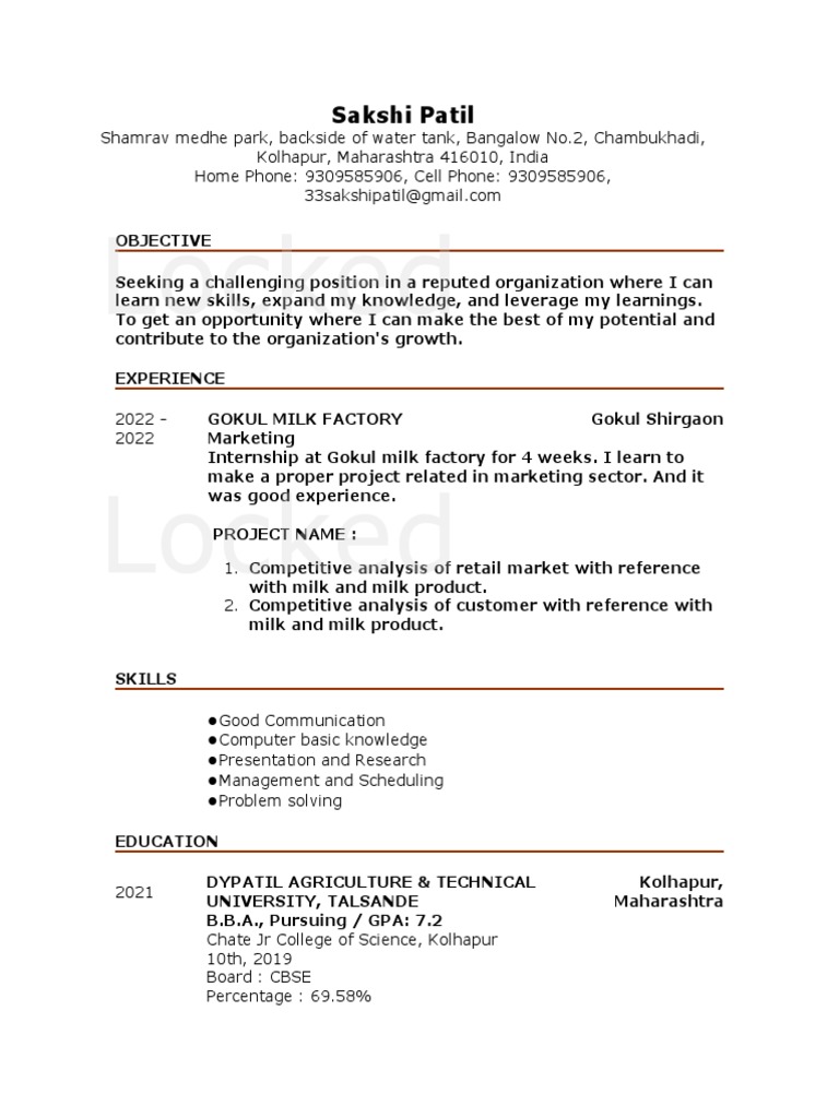 Sakshi Patil Resume | PDF