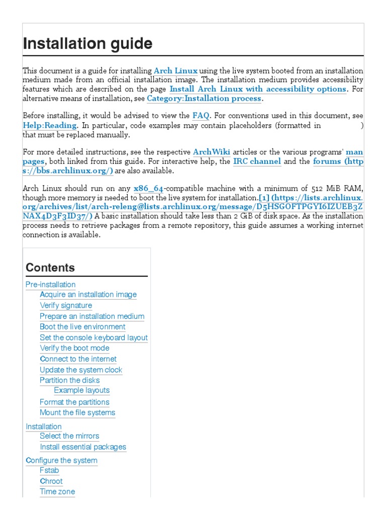 Installation Guide Archwiki Part 1 Descargar Gratis Pdf Booting