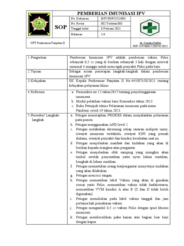 Sop Ipv Fix Pandemi | PDF