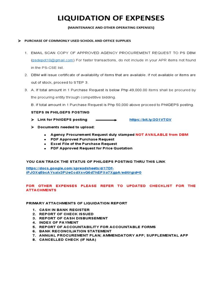 Liquidation of Expenses | PDF