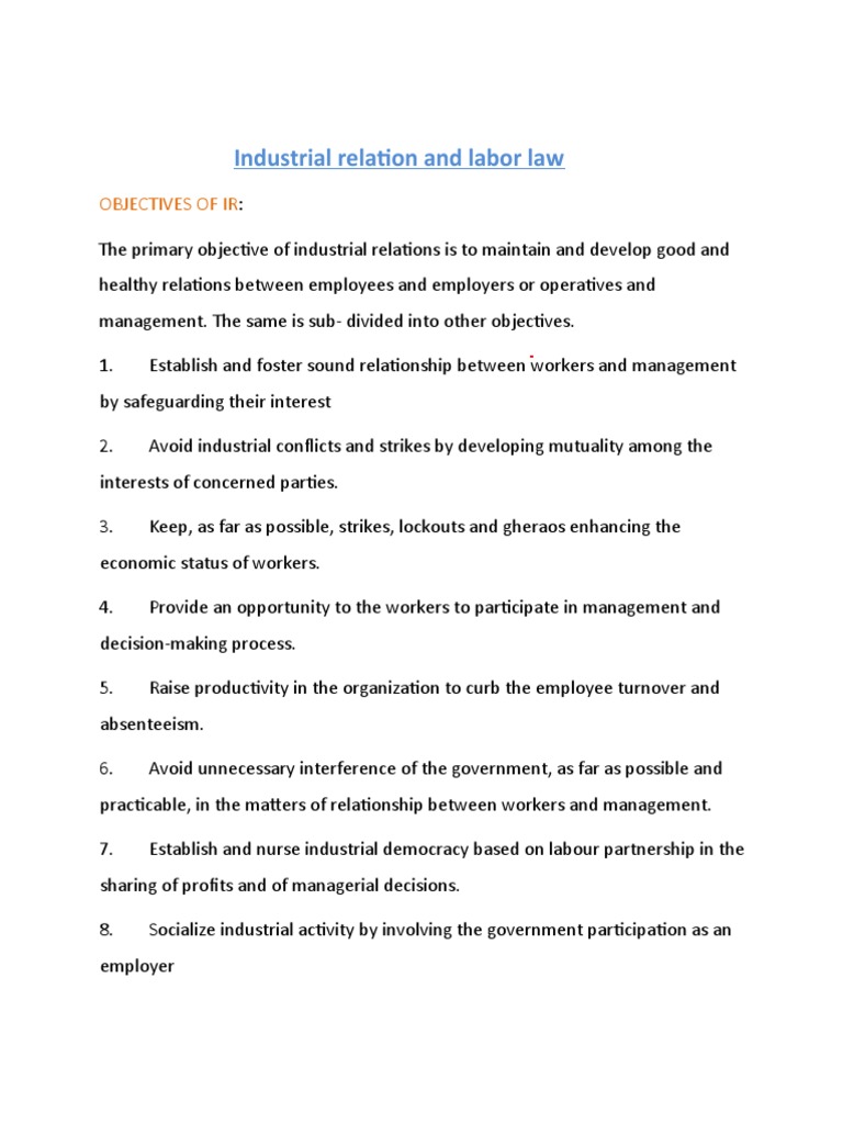 Industrial Relation 1 Pdf Employment Human Resource Management