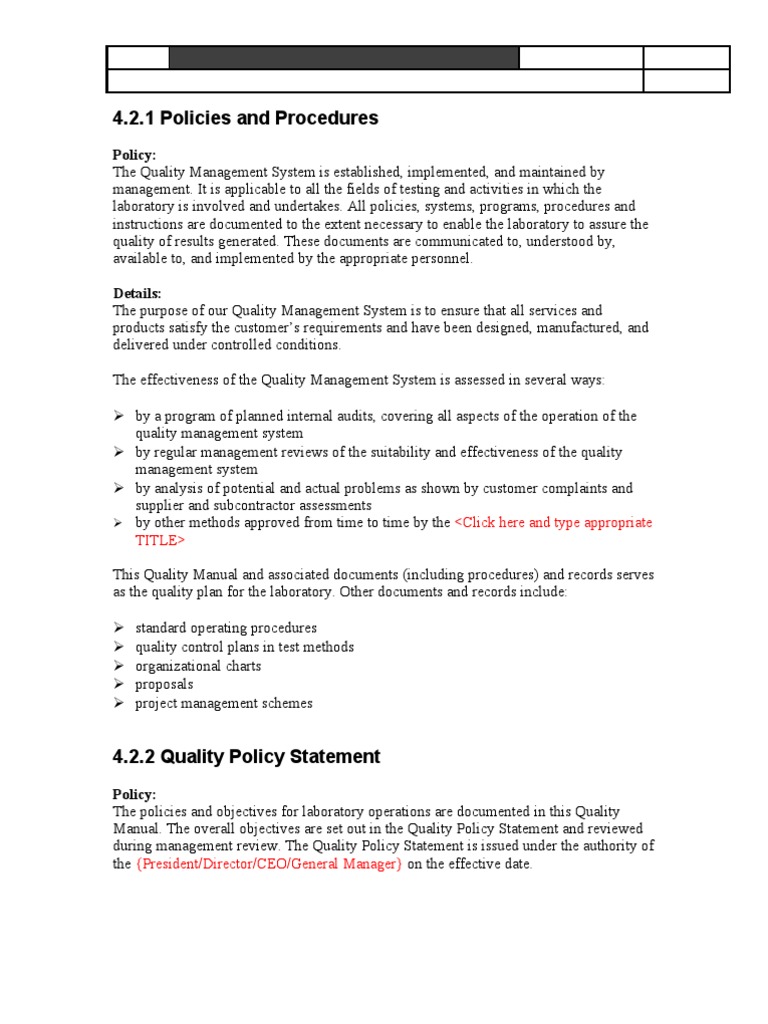NABL Quality Manual Overview | PDF