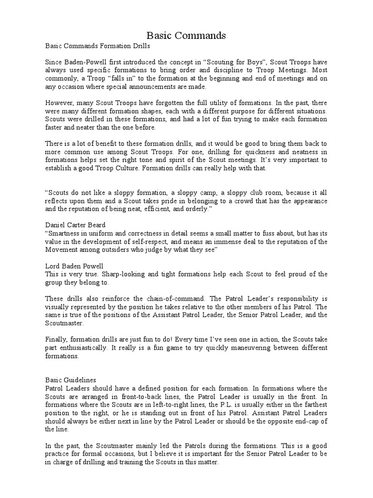 Basic Commands | PDF | Foot | Scouting