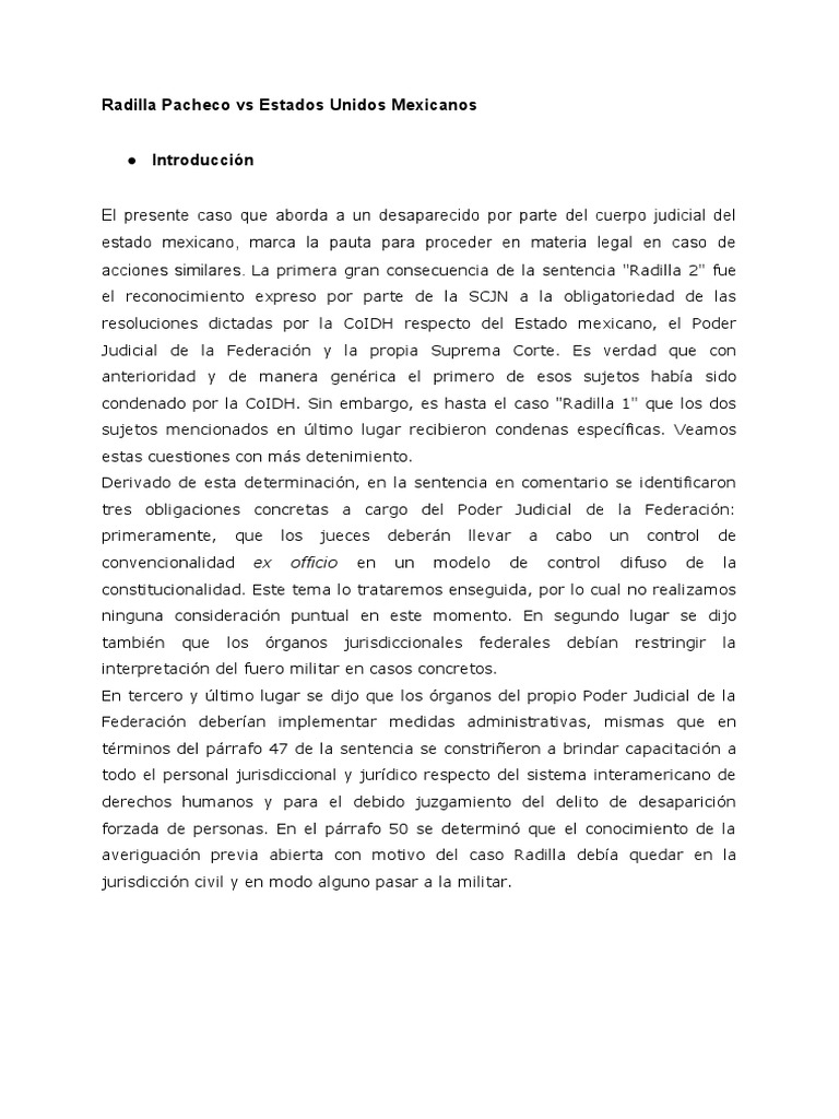 Caso Radilla Pacheco: Desaparición Forzada en México | PDF | Convenio ...
