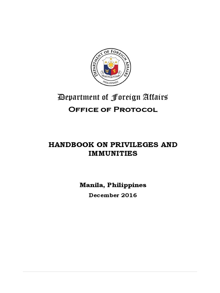 DFA Handbook On Privileges and Immunities | Download Free PDF ...