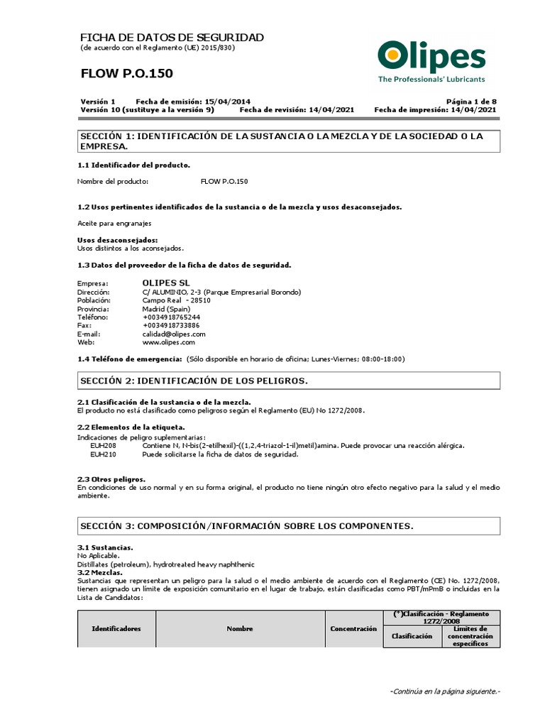 FDS Flow P.o.150 Es | PDF | Ciencias fisicas | Química