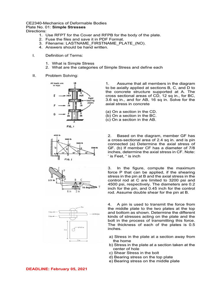 CE234-Plate 01 | PDF | Stress (Mechanics) | Solid Mechanics