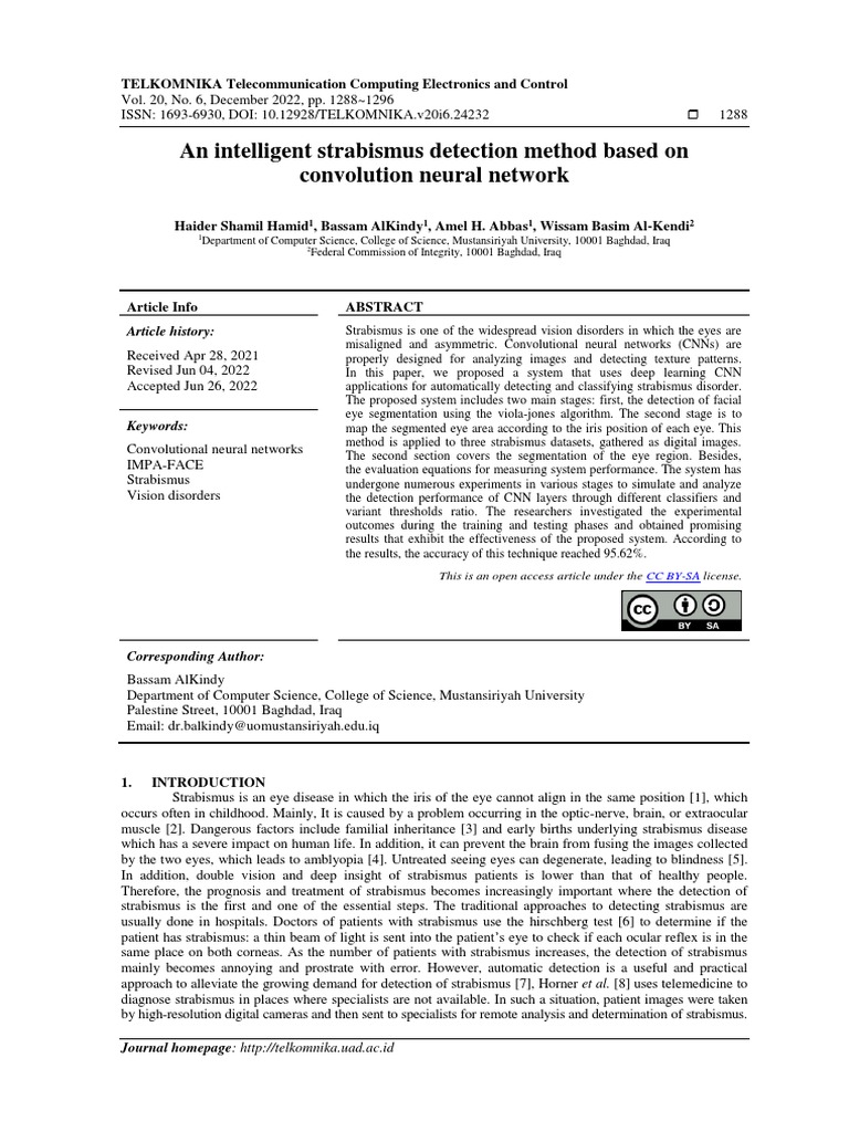 An Intelligent Strabismus Detection Method Based On Convolution Neural Network | PDF | Vision