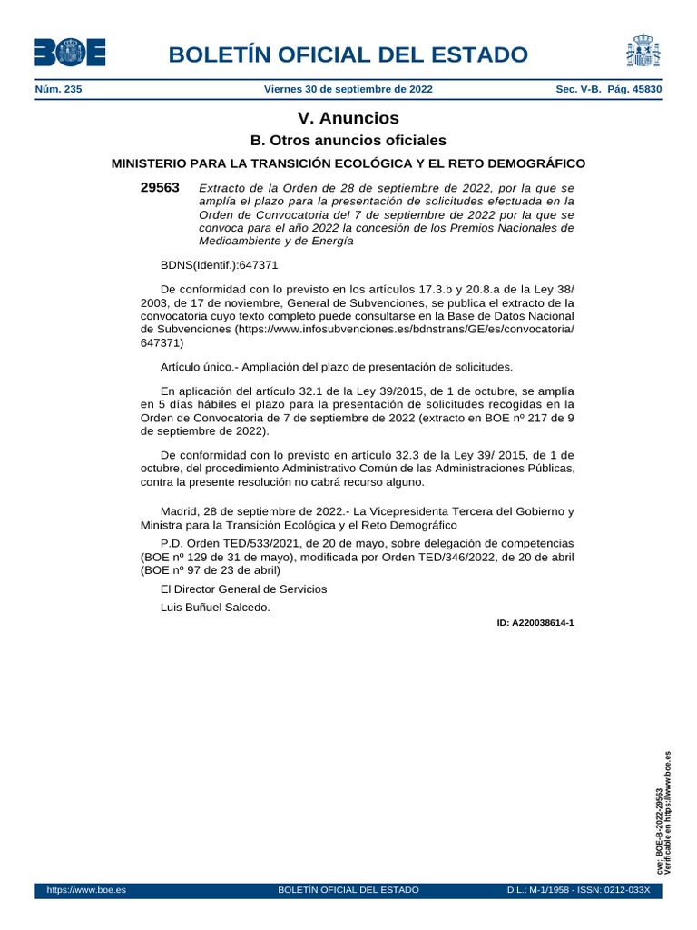 Boe B 2022 29563 | PDF | Gobernancia | Gobierno