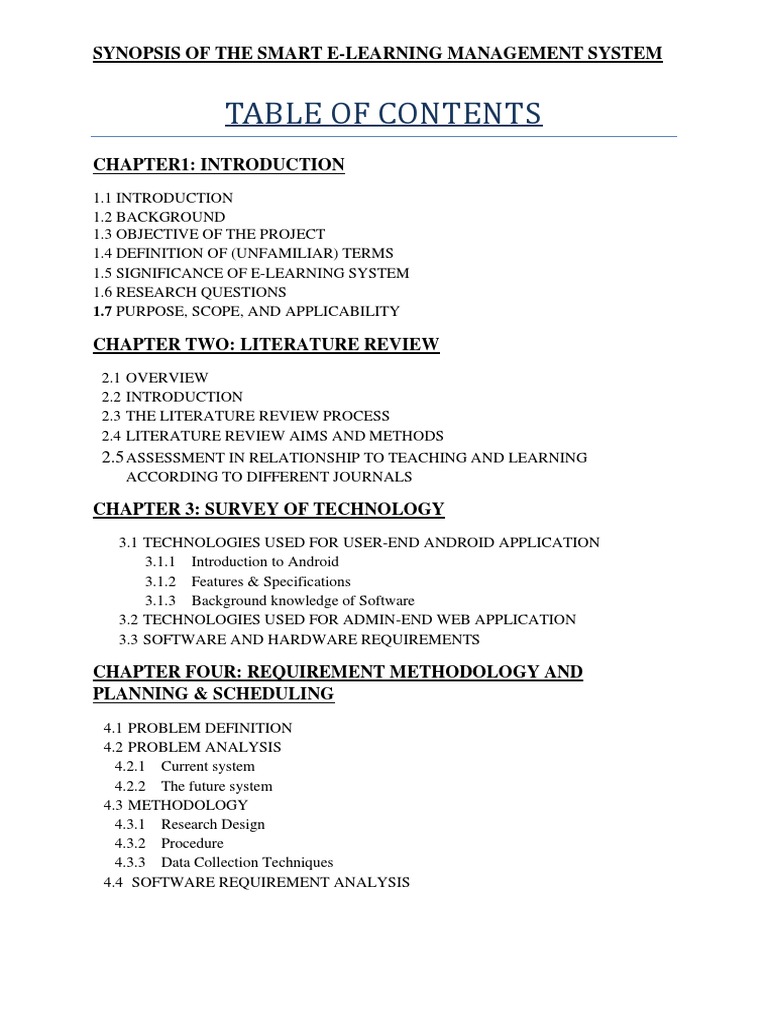 Synopsis of The Smart E-Learning Management System-4 | PDF ...