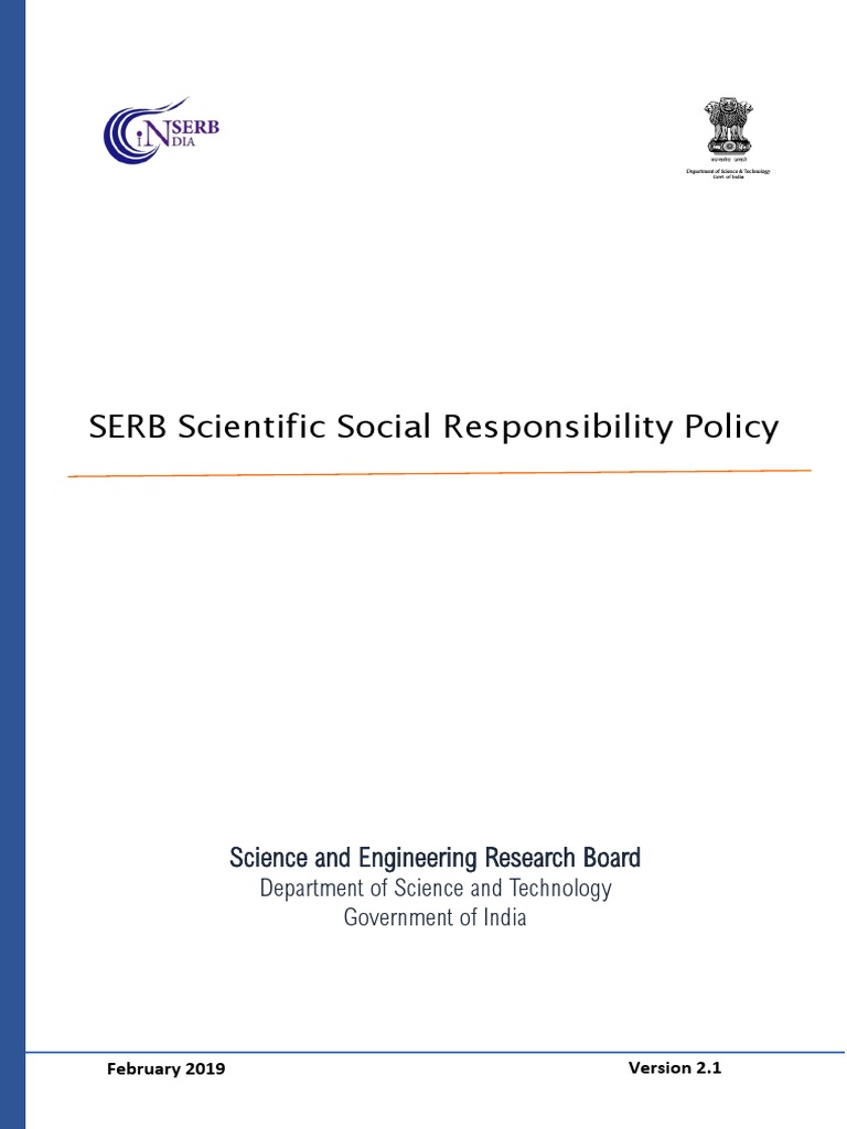 SERB SSR Policy Document | PDF | Science | Infrastructure