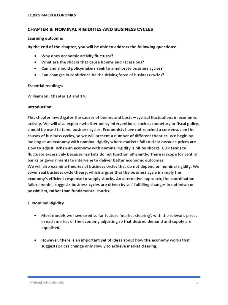 Nominal Rigidities in Business Cycles | PDF | Labour Economics | Supply ...