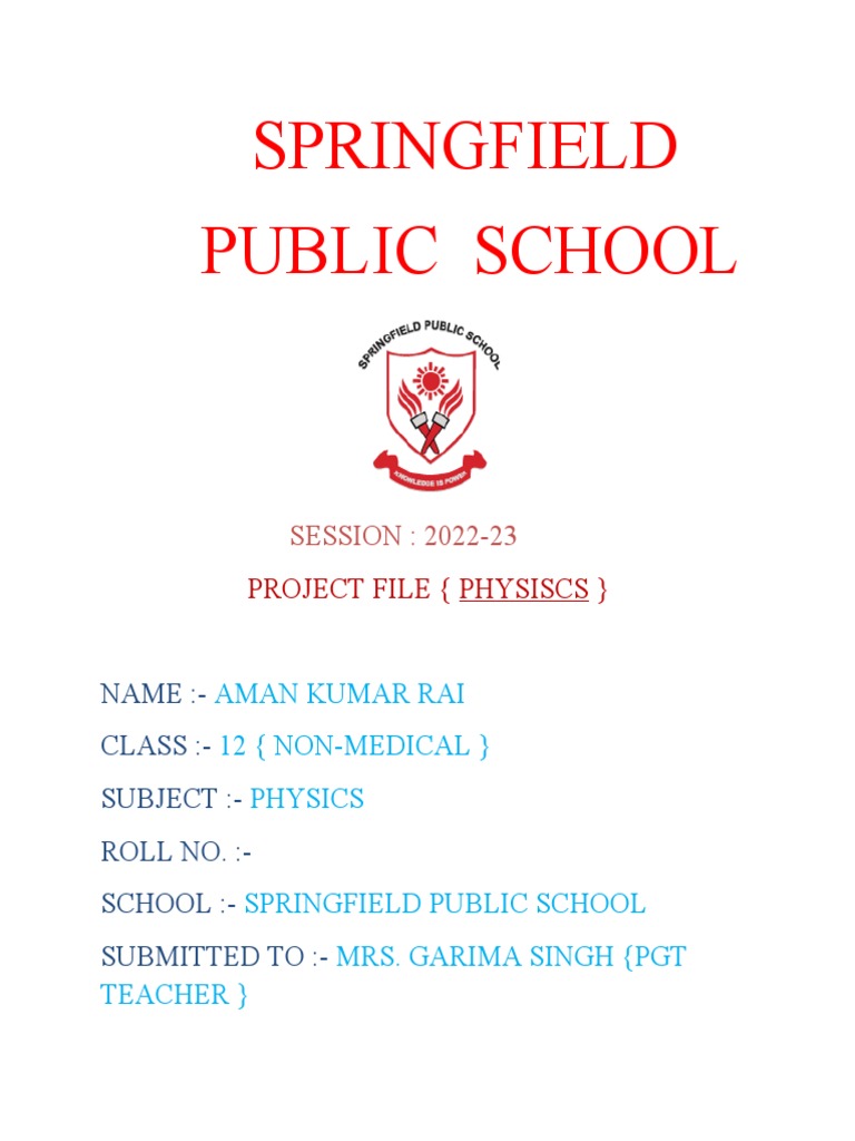 Aman Kumar Rai Physics Project SPS | PDF | Physics | Quantity