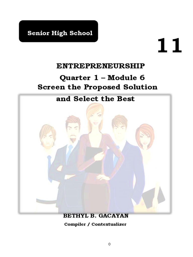 ENTREPRENEURSHIP SHS Quarter 1 Module 6 | PDF