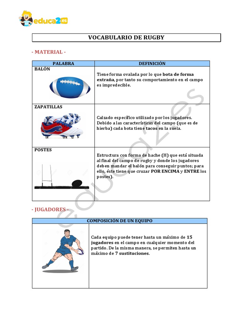 Vocabulario de Rugby | PDF | Deportes | Deportes de equipo