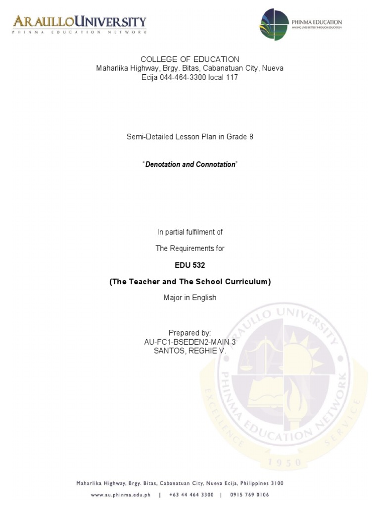 Semi-Detailed LP | PDF | Lesson Plan | Connotation