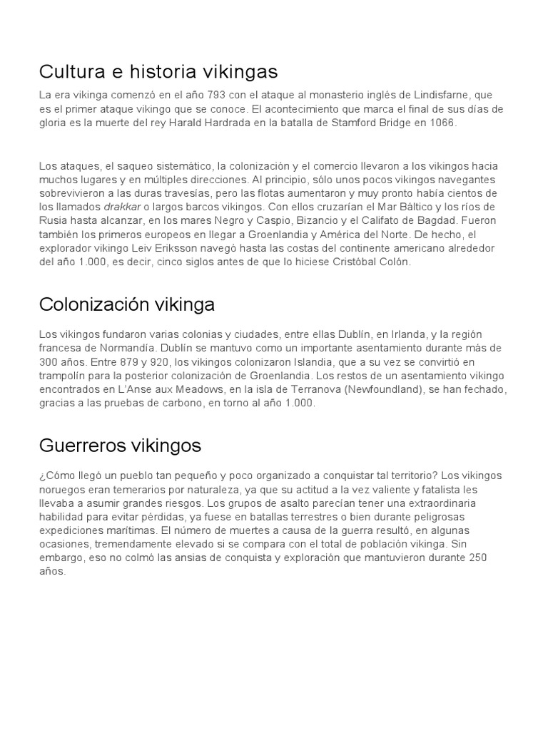 Cultura e Historia Vikingas | PDF | Vikingos