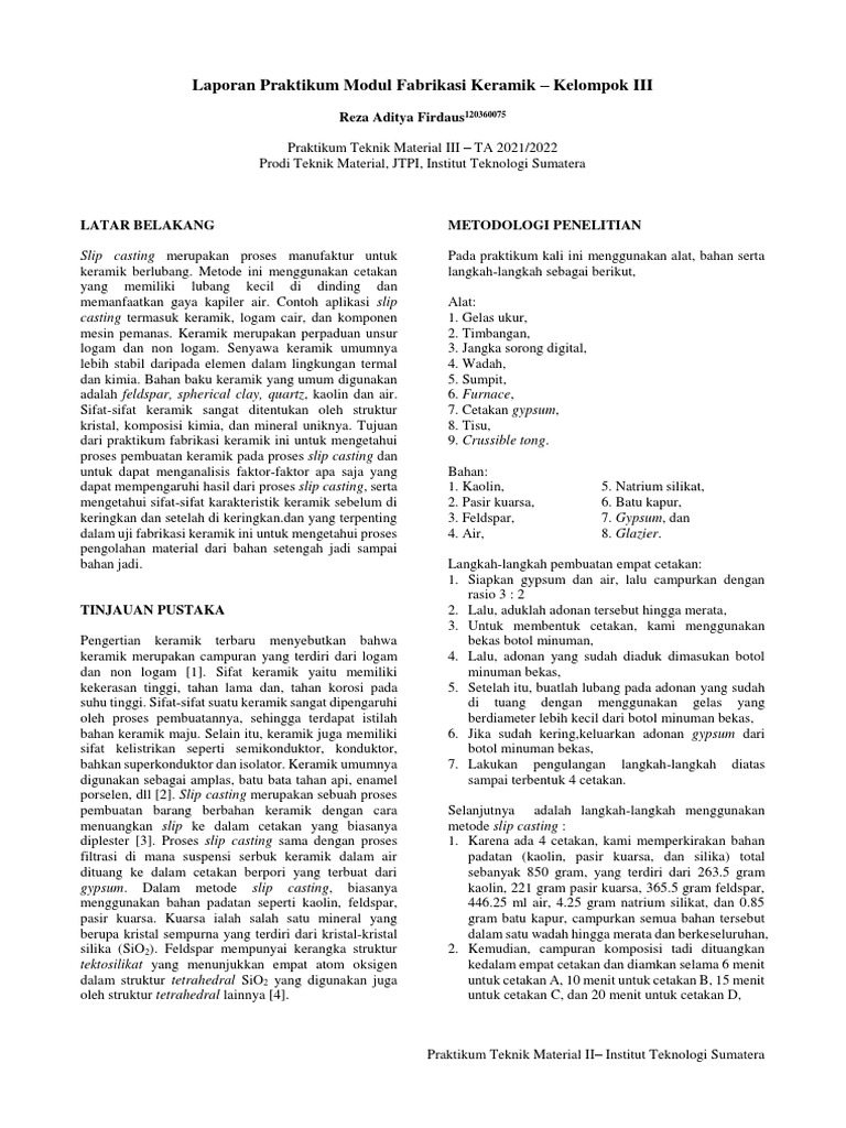 Fabrikasi Keramik | PDF