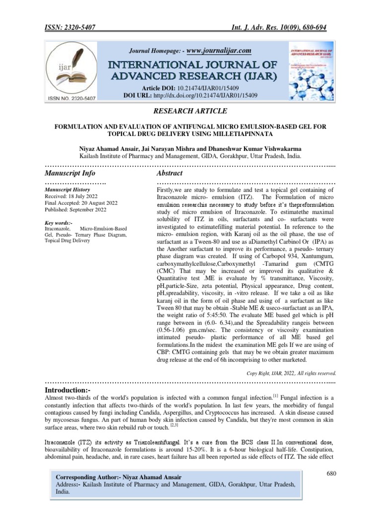 Antifungal Microemulsion Gel Formulation | PDF | Infrared Spectroscopy ...