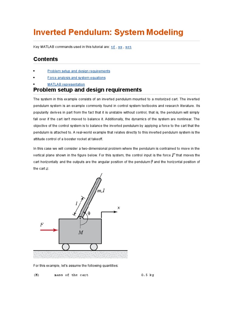 Inverted Pendulum Control Guide | PDF | Nonlinear System | Applied Mathematics