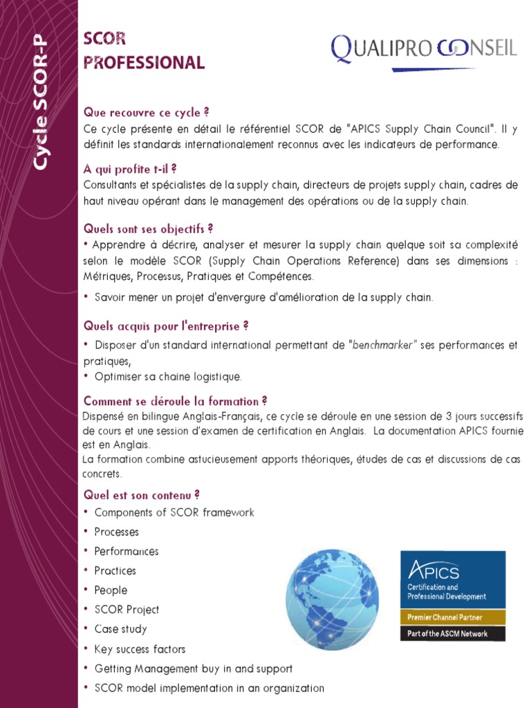 Formation SCOR-P : Optimisation Supply Chain | PDF | Business | Gestion ...