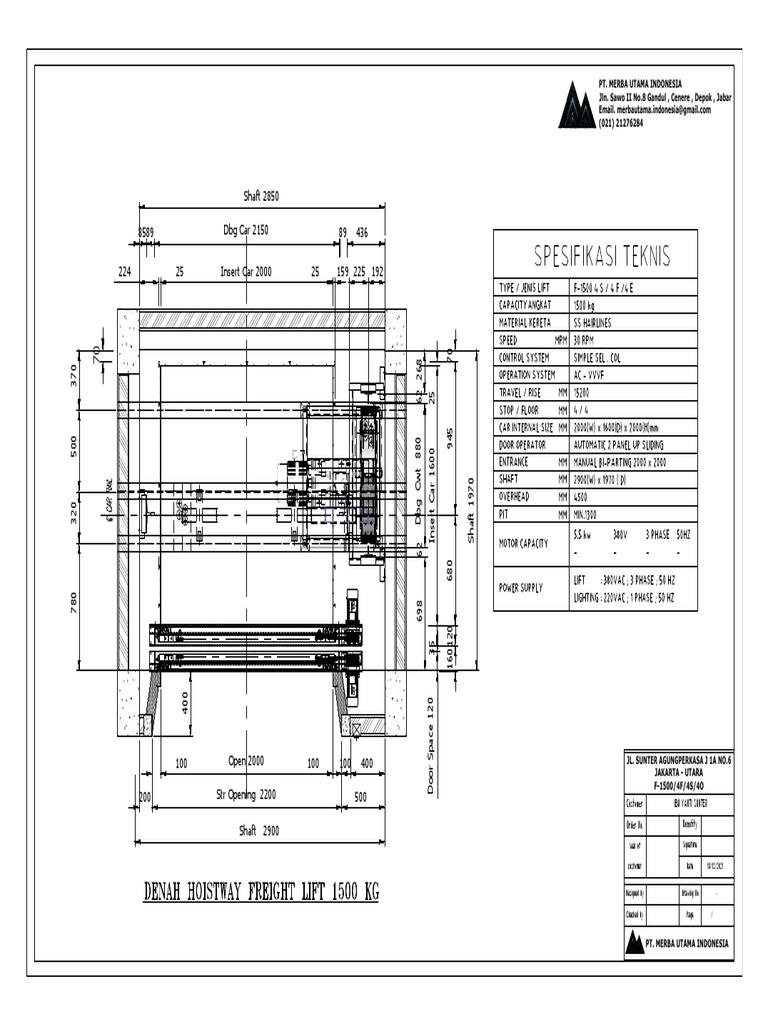 01 - Denah HoistWay - Sunter | PDF