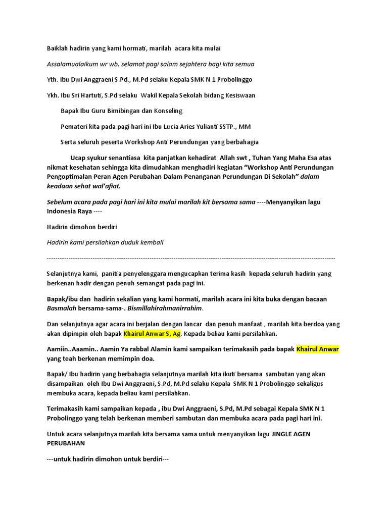 Draft MC Agen Perubahan | PDF