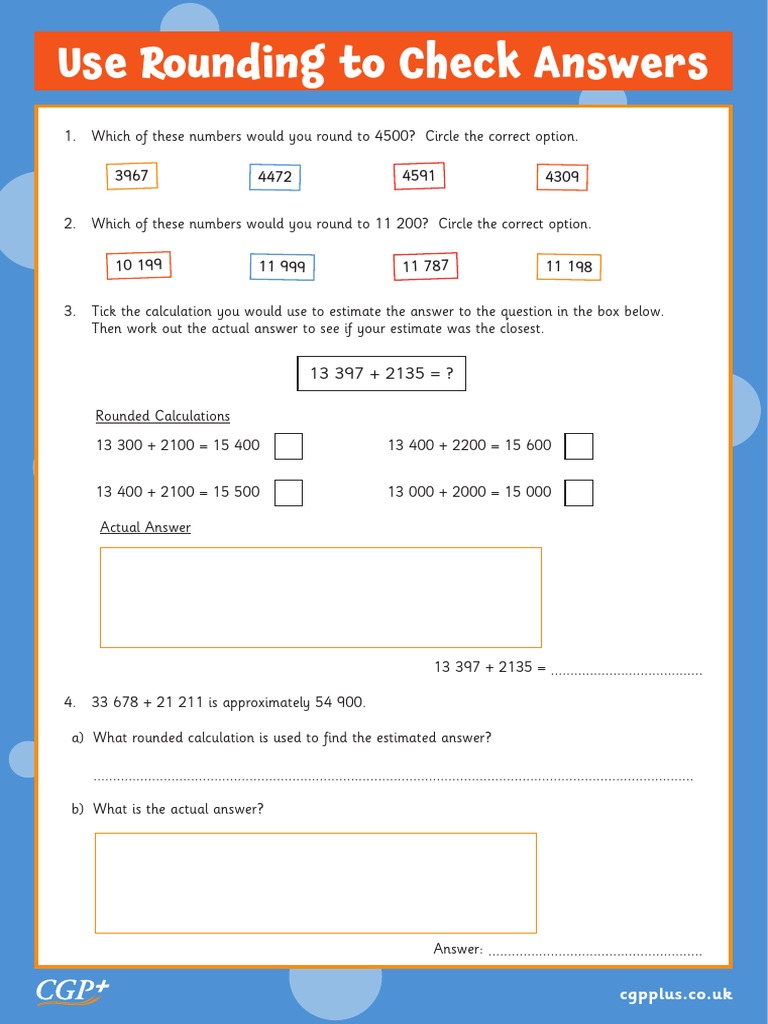 Use Rounding To Check Answers (Year 5) Full Colour - M2WAC1293 | PDF