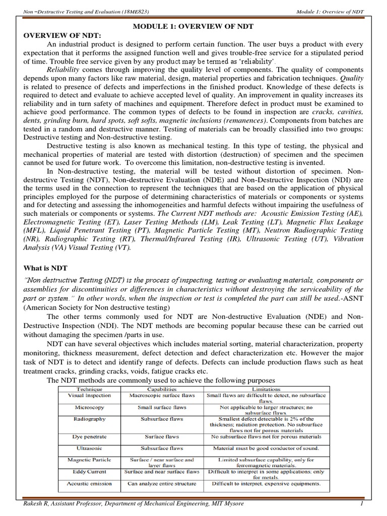 Overview of NDT | PDF | Nondestructive Testing | Hardness