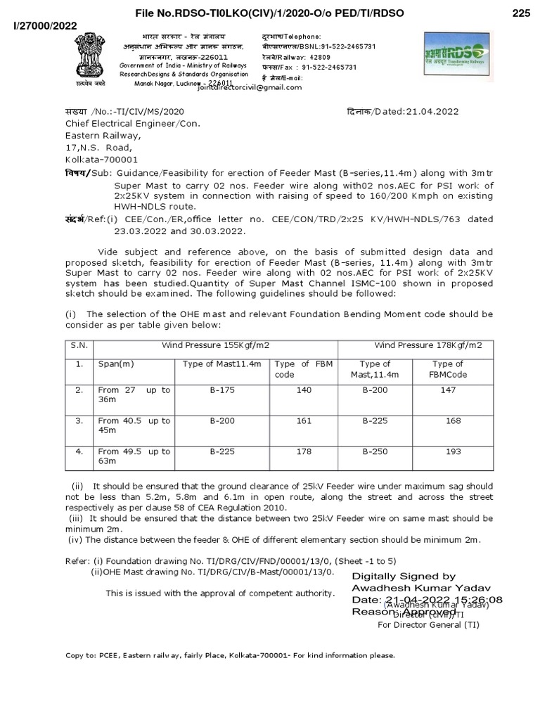2x25kv Feeder Mast | PDF