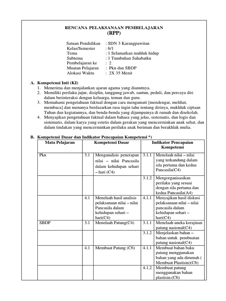 Format Penyusunan RPP (9 Komponen) | PDF