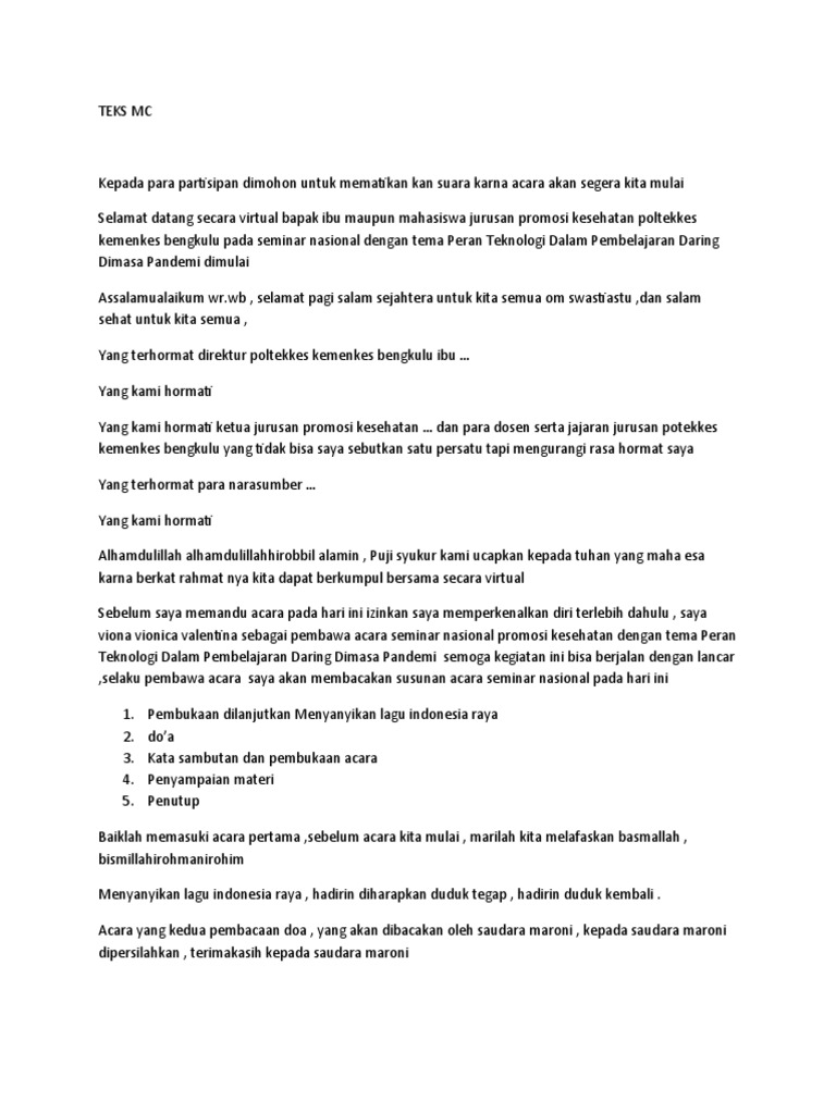 TEKS MC Semnas | PDF | Karier & Perkembangan | Ilmu Sosial