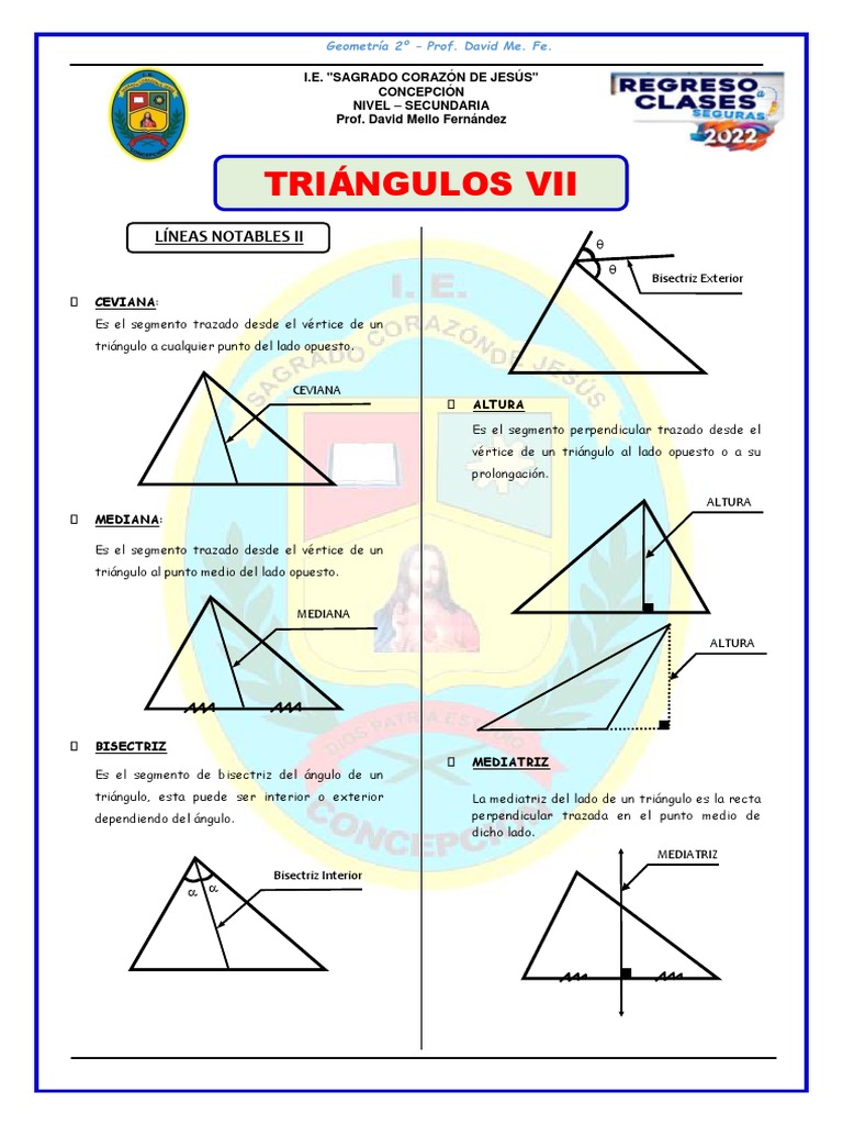 Líneas notables en triángulos y ángulos formados | PDF | Triángulo | Geometría del plano euclidiano